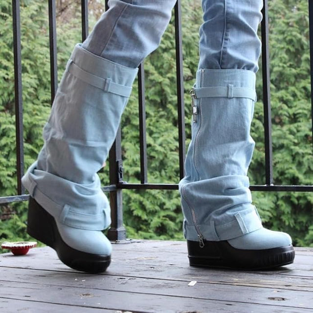 Fold Over Drapey Jeans Boots Brook-4 – SHOE TIME
