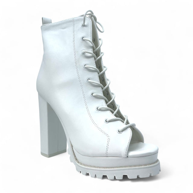 Women' White Open Toe Lace-up Ankle Boot – SHOE TIME