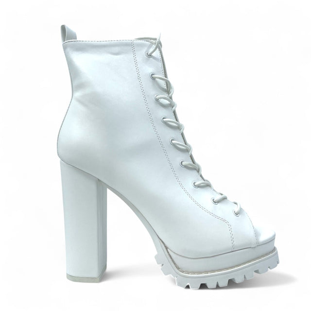 Women' White Open Toe Lace-up Ankle Boot – SHOE TIME