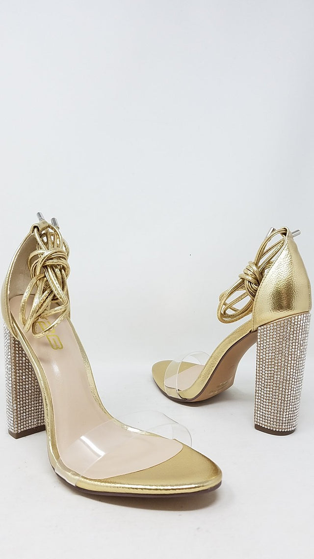 Rhinestone Chunky Heel Lace Up Alpha-3 by X2B – SHOE TIME