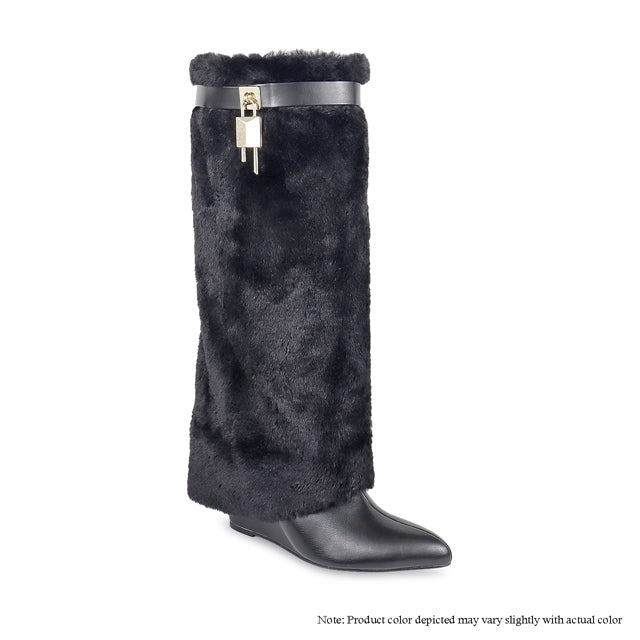 Liliana Mutto-1A Fur Wedge Knee High Boots – SHOE TIME